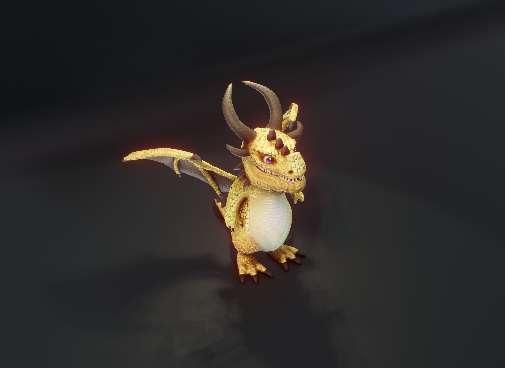 Cartoon Brass Dragon Animated Low-Poly 3D Model by 3DDisco