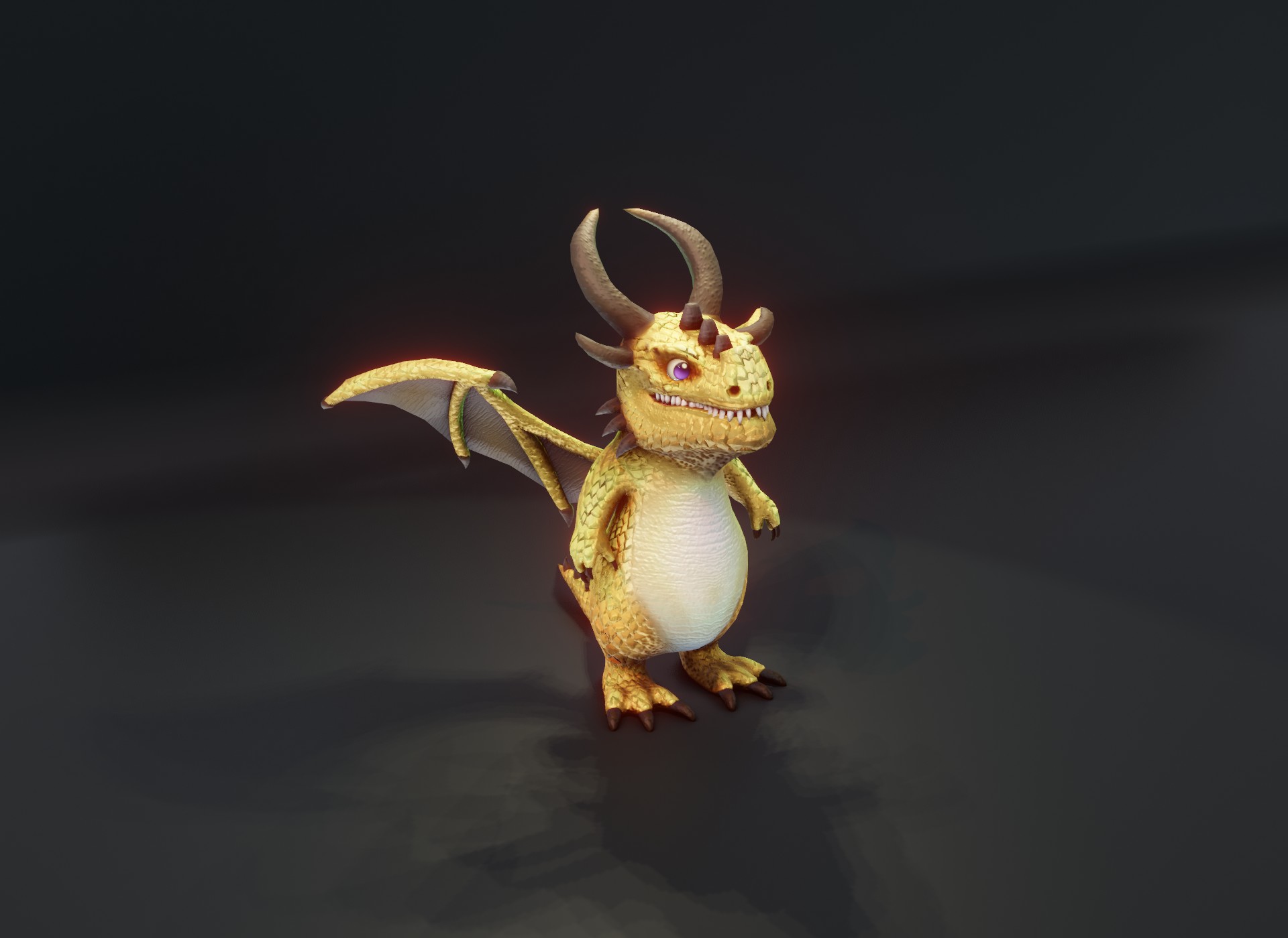 Cartoon Brass Dragon Animated Low-Poly 3D Model by 3DDisco