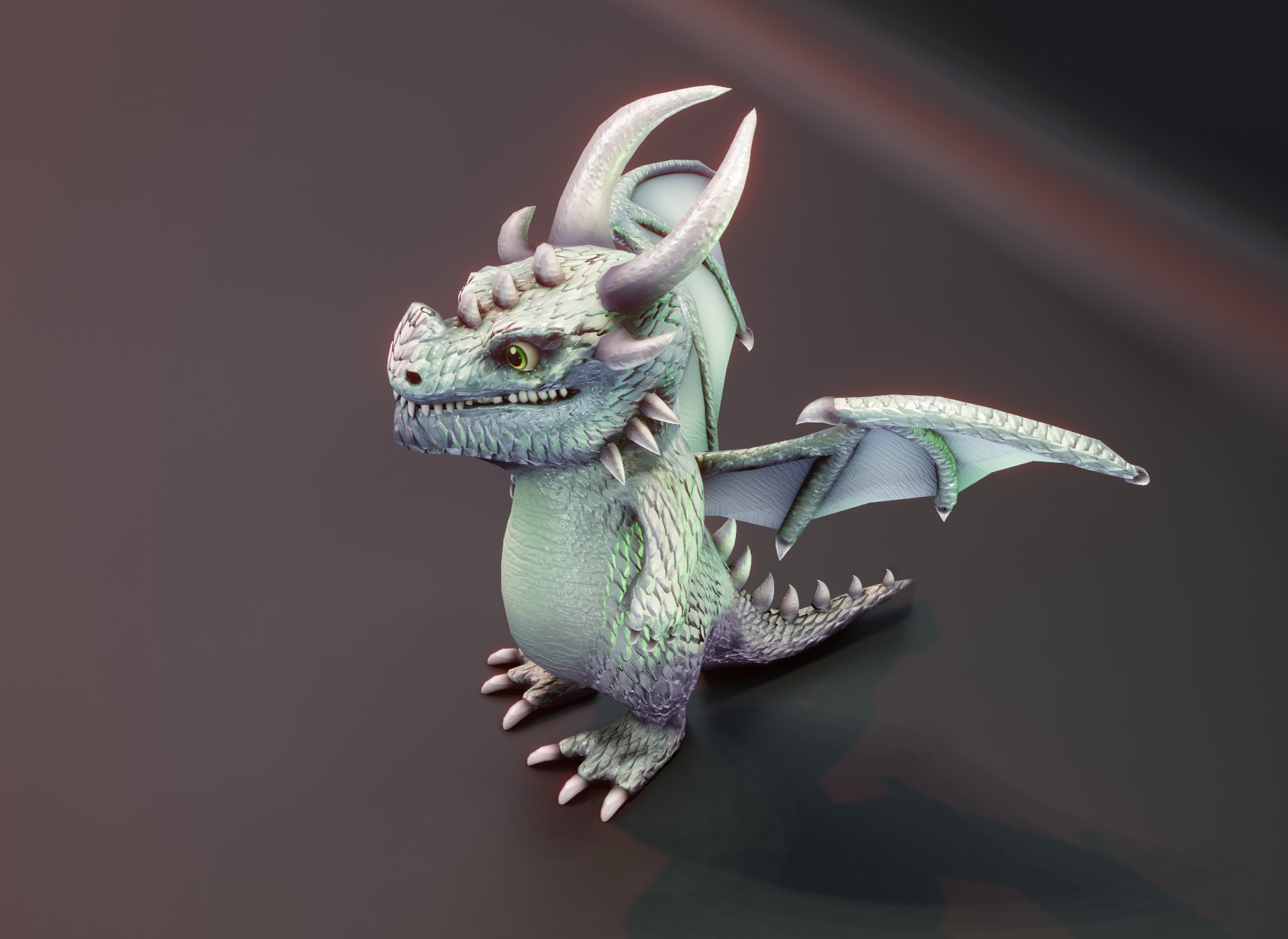 Cartoon Silver Dragon Animated Low-Poly 3D Model by 3DDisco