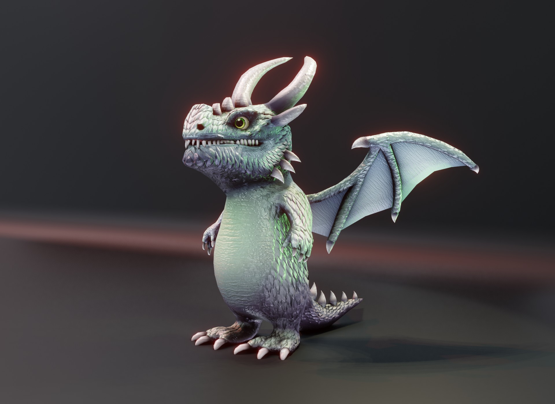 Cartoon Silver Dragon Animated Low-Poly 3D Model by 3DDisco