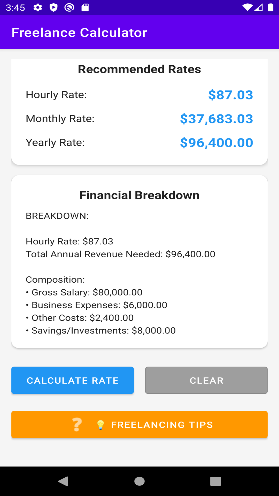 Freelancer Rate Calculator by alexanderandrewwood