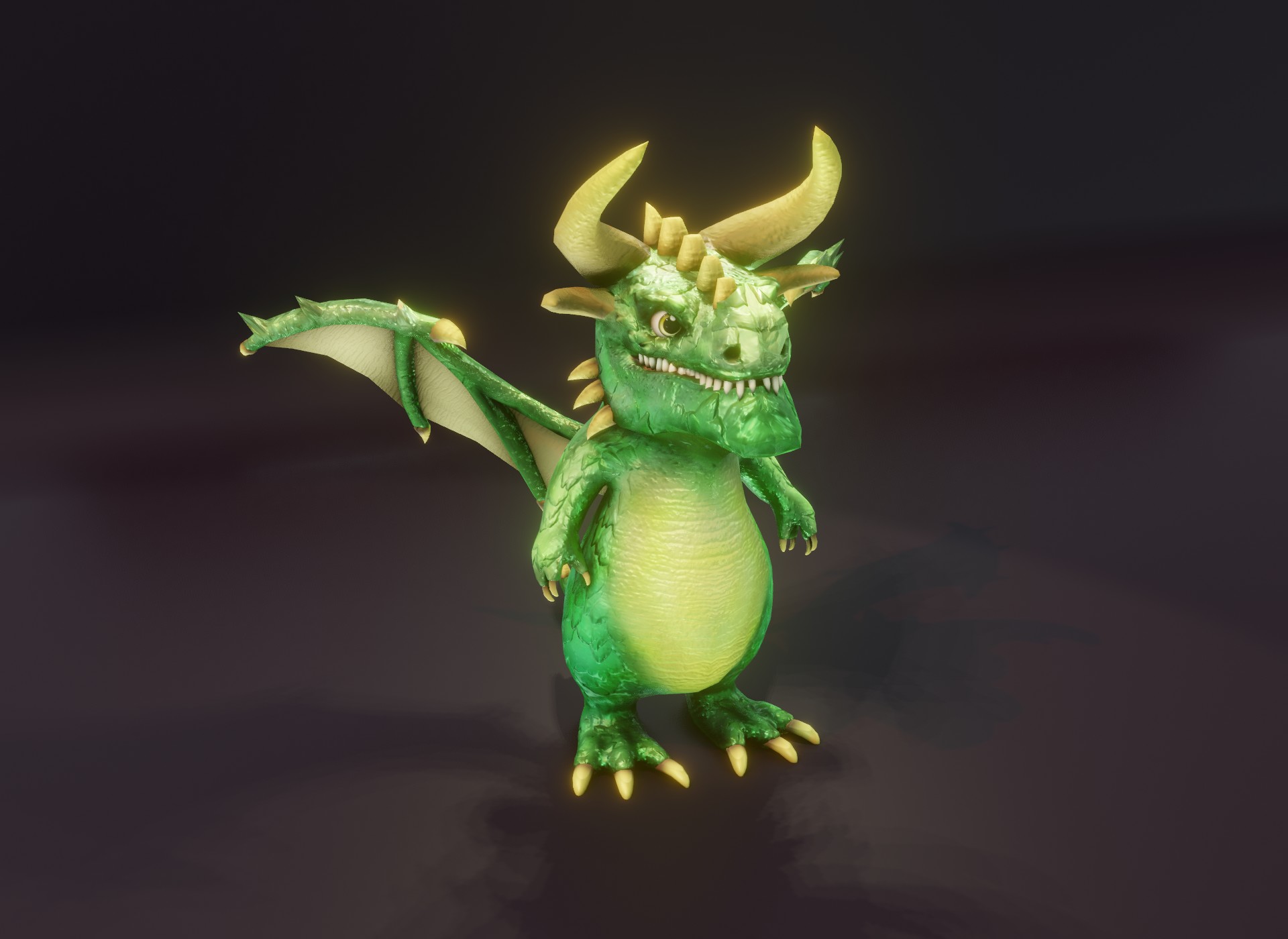 Cartoon Emerald Dragon Animated Low-Poly 3D Model by 3DDisco