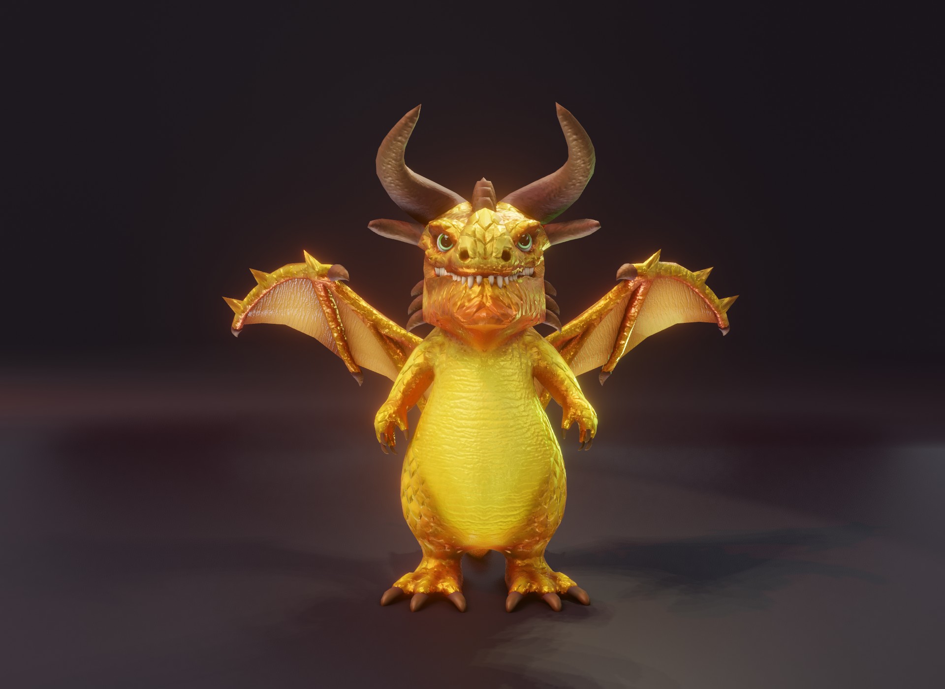 Cartoon Topaz Dragon Animated Low-Poly 3D Model by 3DDisco