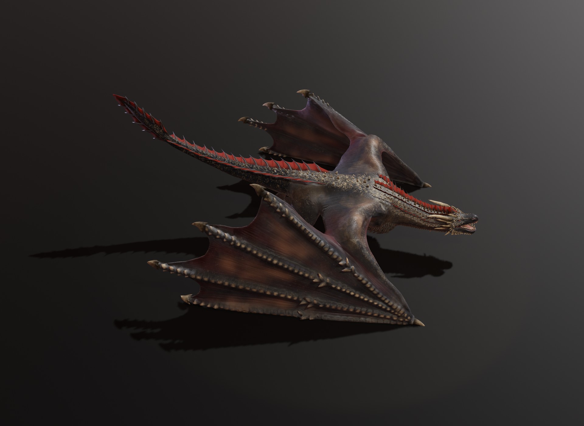 Realistic Black Wyvern Animated Low-Poly 3D Model by 3DDisco