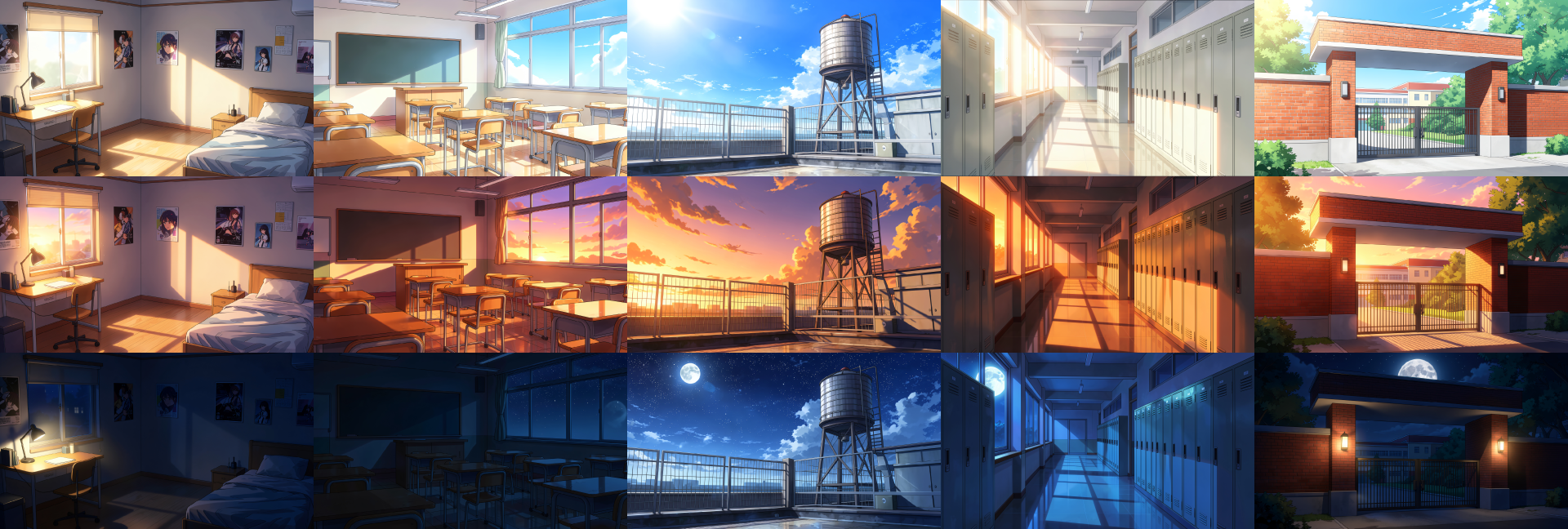 High School Backgrounds Pack - 5K Ultra HD - Day/Night Consistent by ...