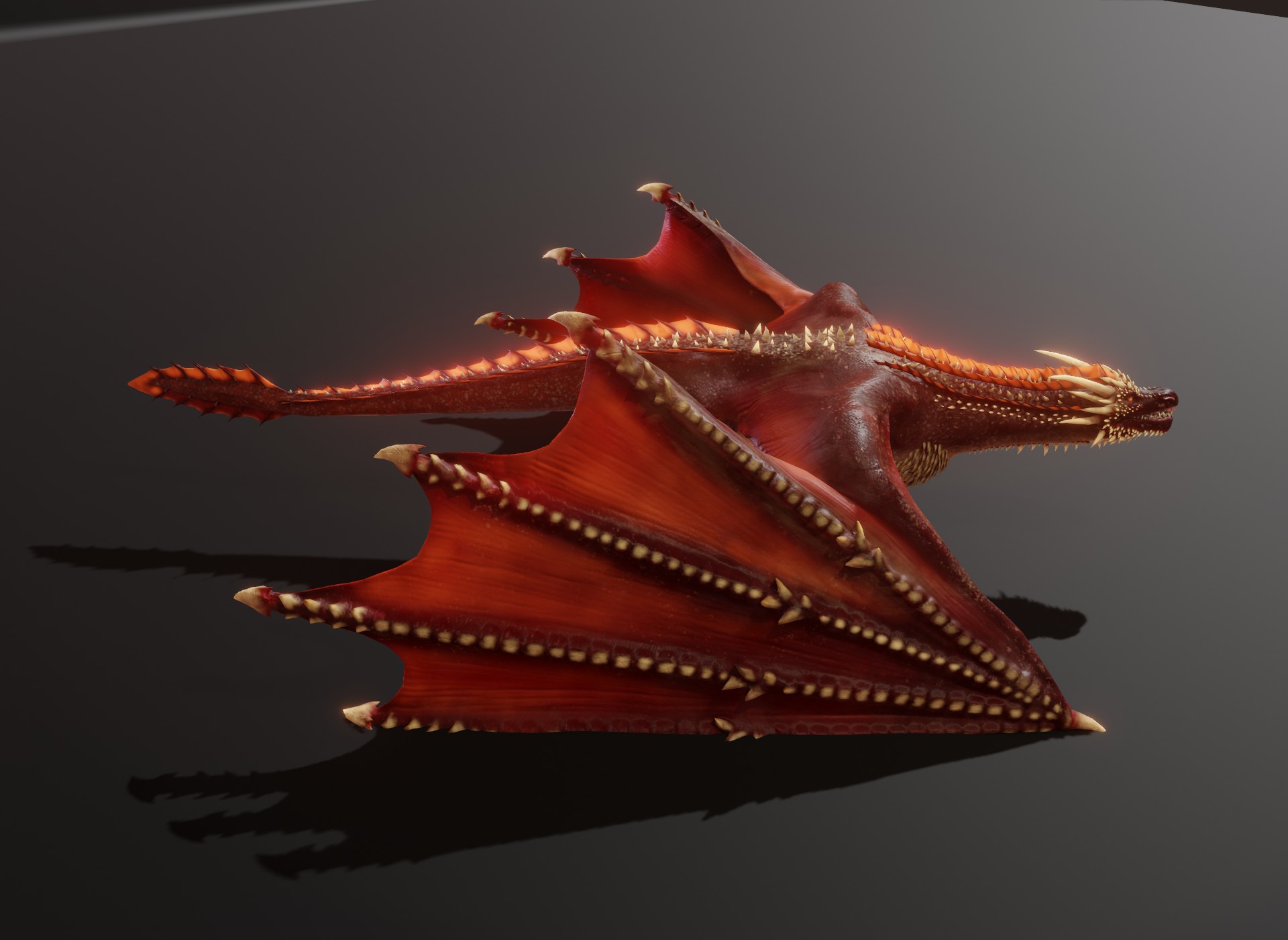 Realistic Red Wyvern Animated Low-Poly 3D Model by 3DDisco