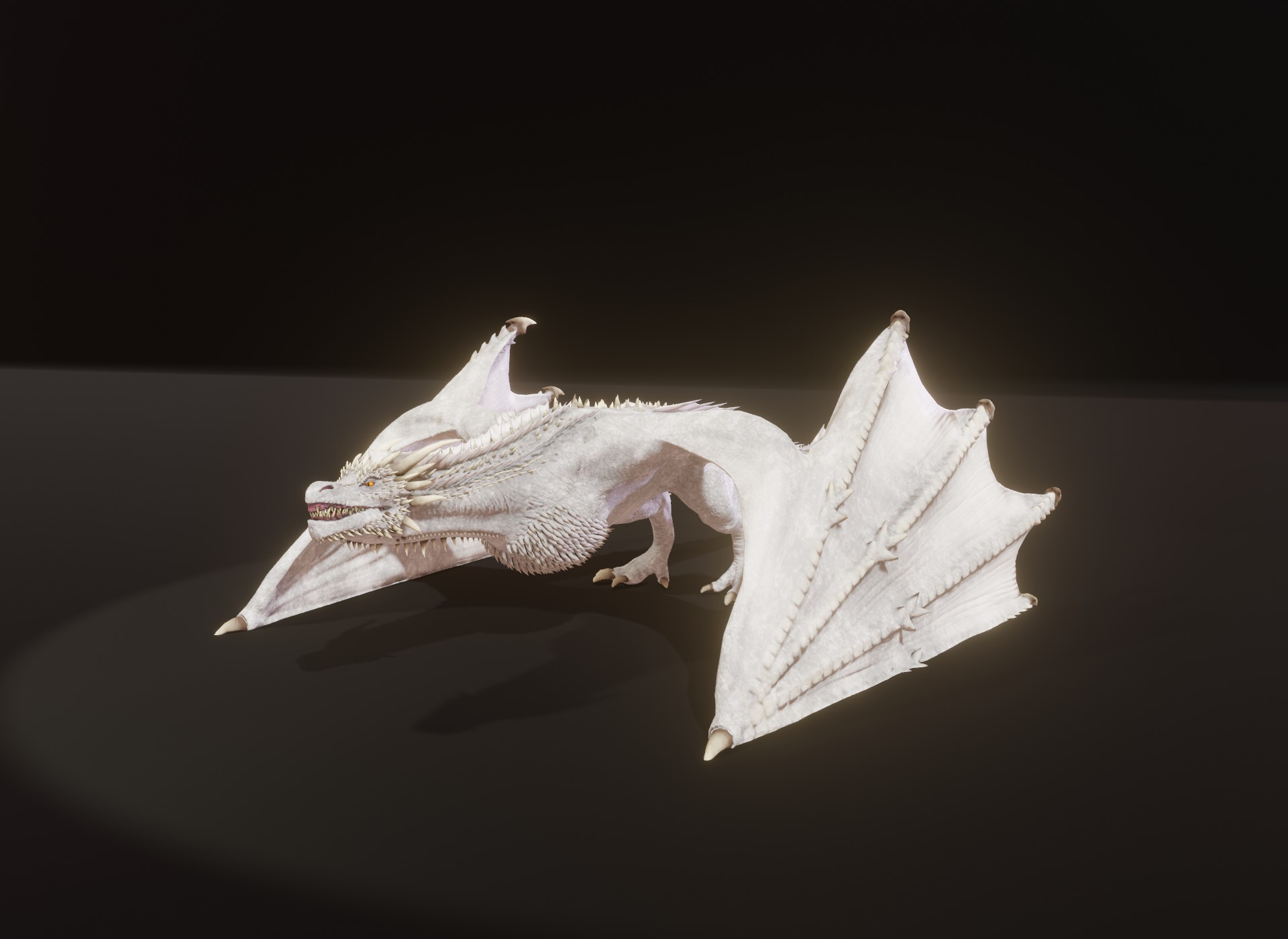 Realistic White Wyvern Animated Game-Ready Low-Poly 3D Model by 3DDisco