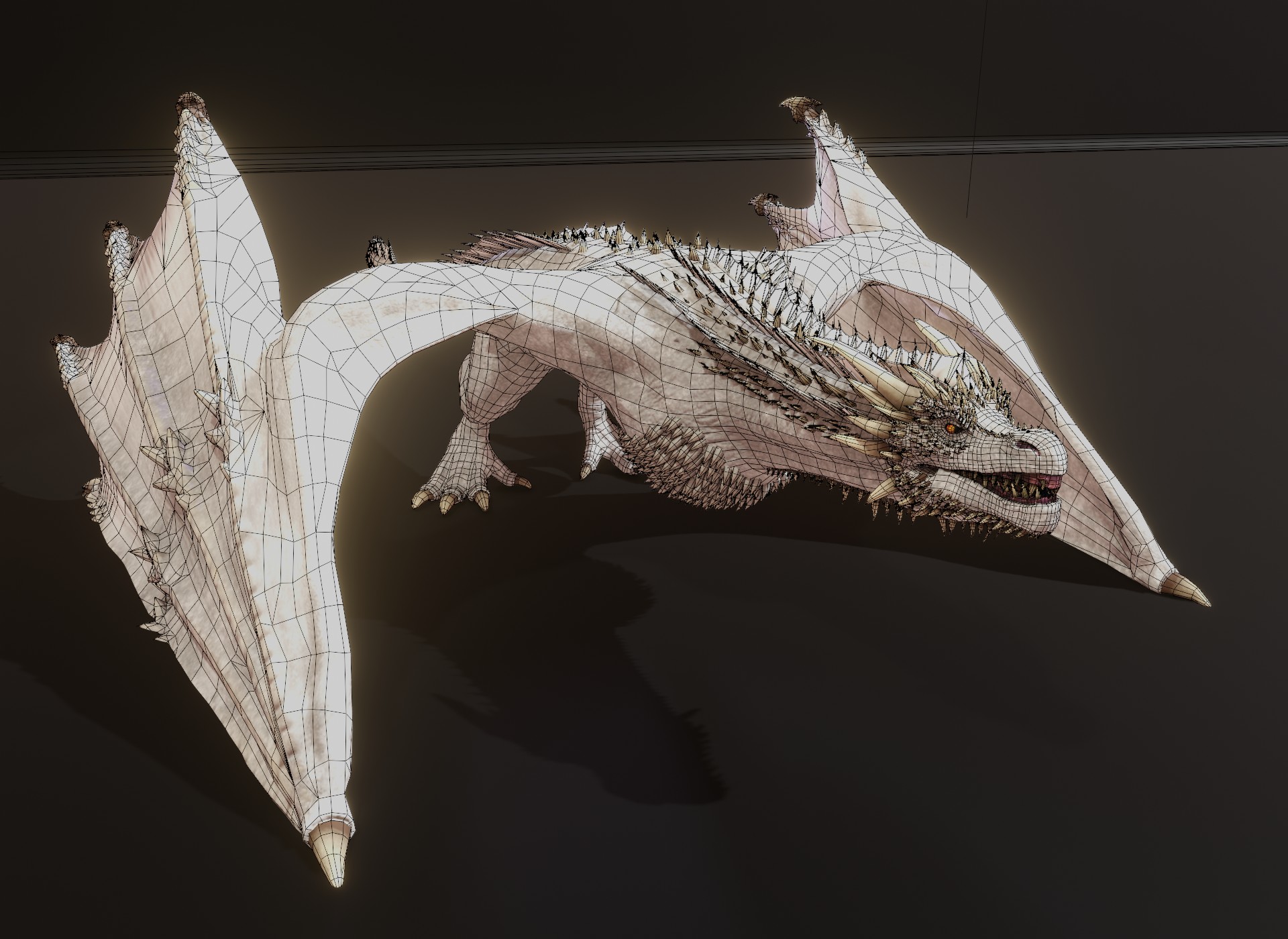 Realistic White Wyvern Animated Game-Ready Low-Poly 3D Model by 3DDisco