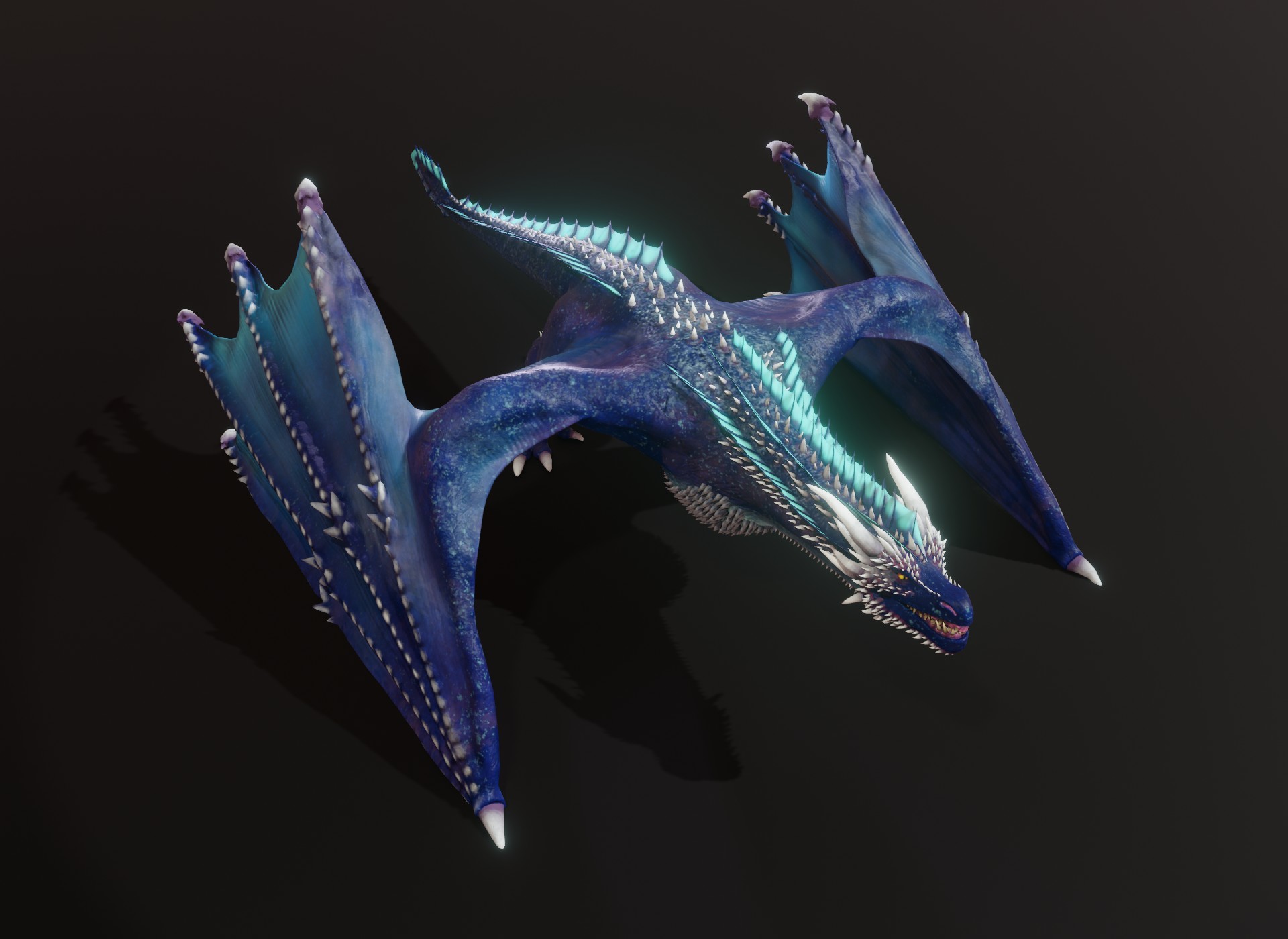 Realistic Blue Wyvern Animated Game-Ready Low-Poly 3D Model by 3DDisco