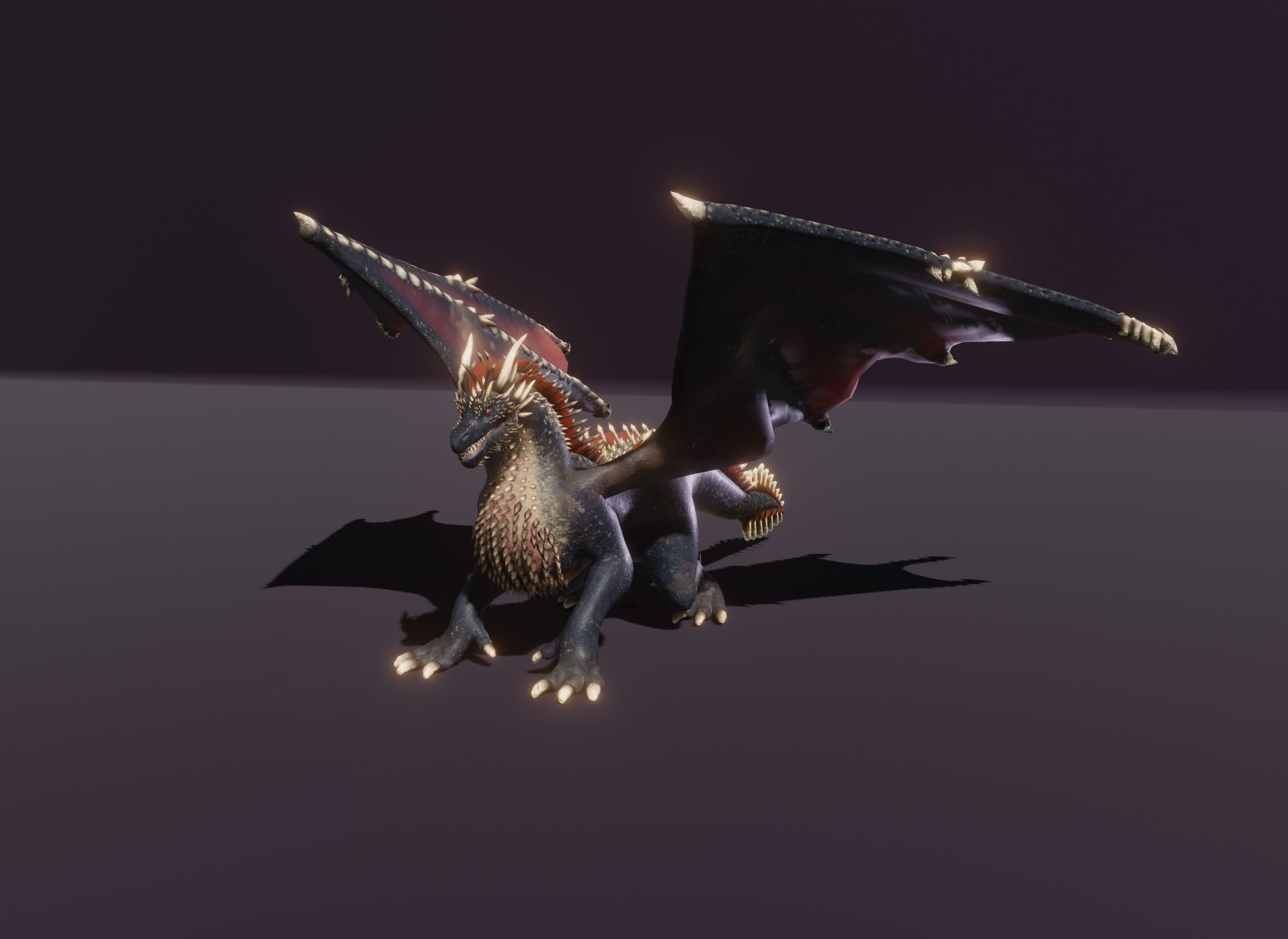 Realistic Black Dragon Animated Low-Poly 3D Model by 3DDisco