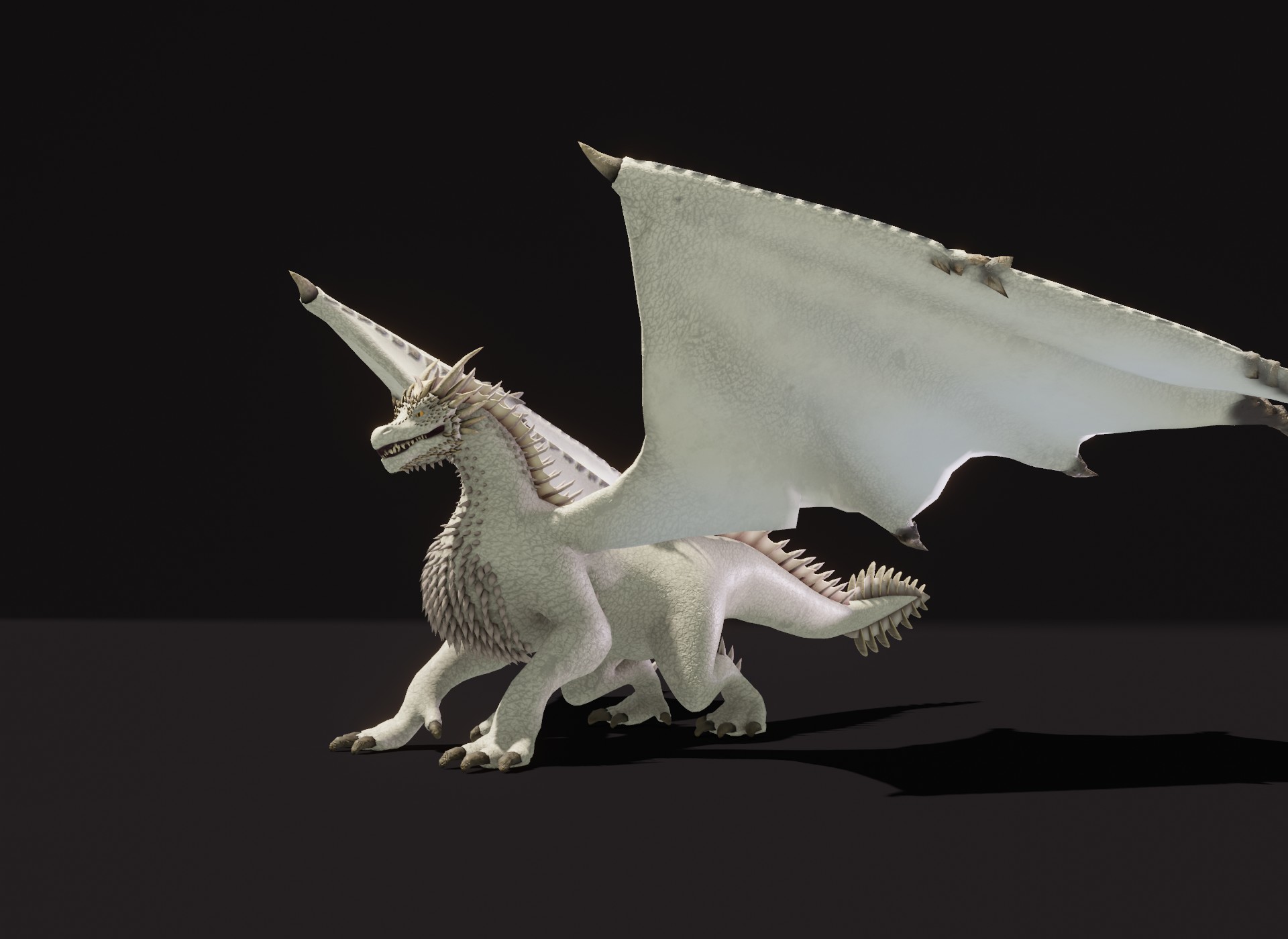 Realistic White Dragon Animated Low-Poly 3D Model by 3DDisco