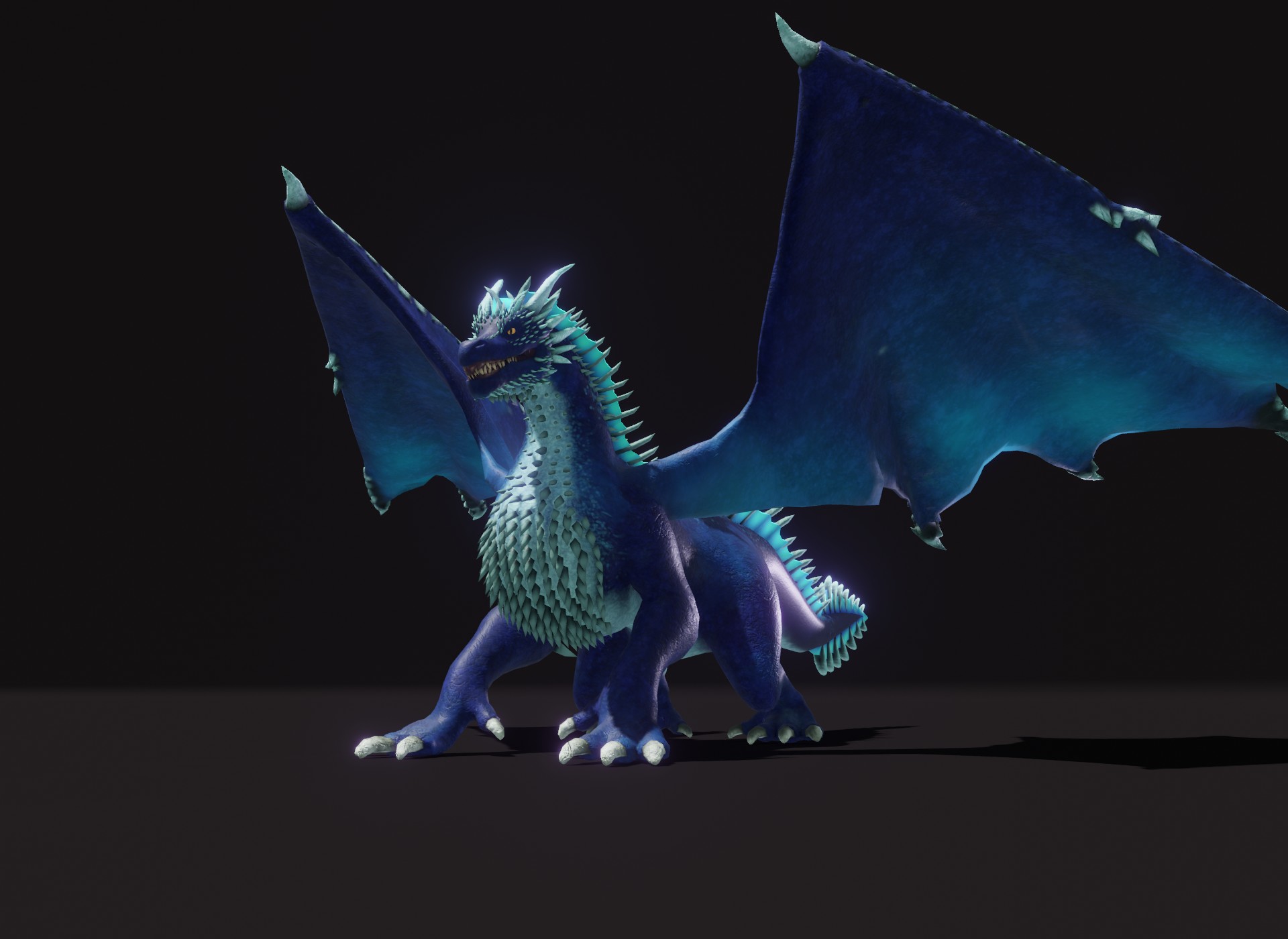 Realistic Blue Dragon Animated Low-Poly 3D Model by 3DDisco