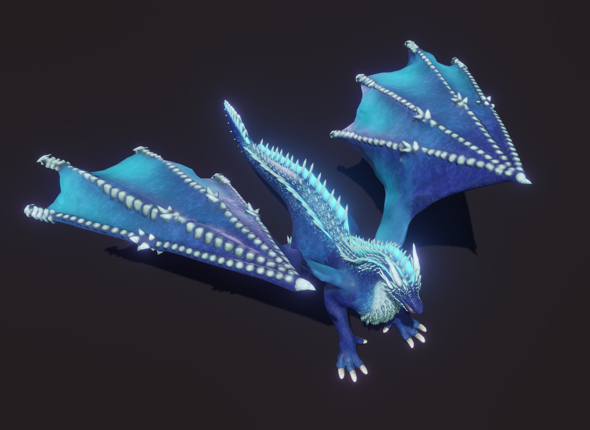 Realistic Blue Dragon Animated Low-Poly 3D Model by 3DDisco