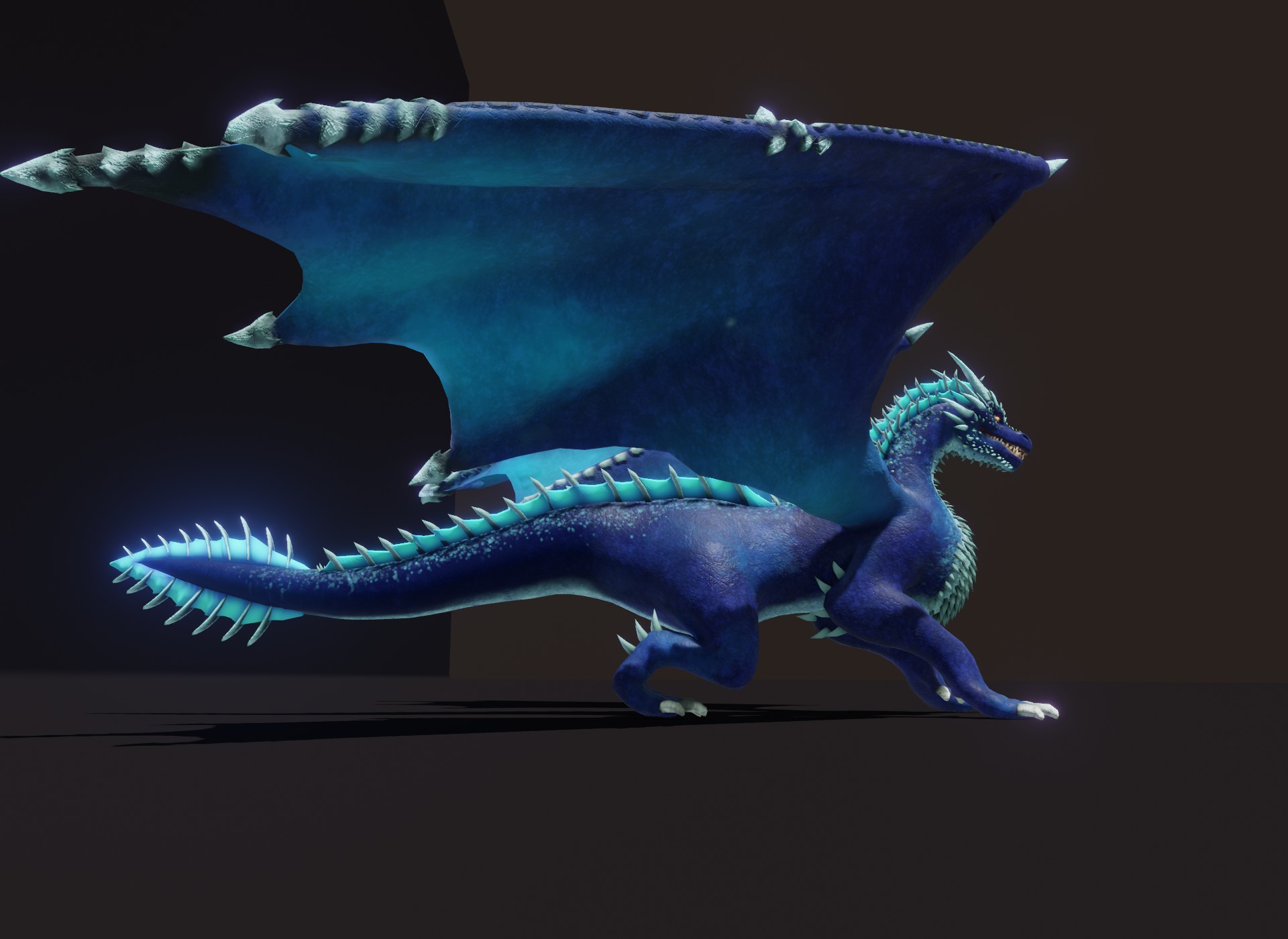 Realistic Blue Dragon Animated Low-Poly 3D Model by 3DDisco