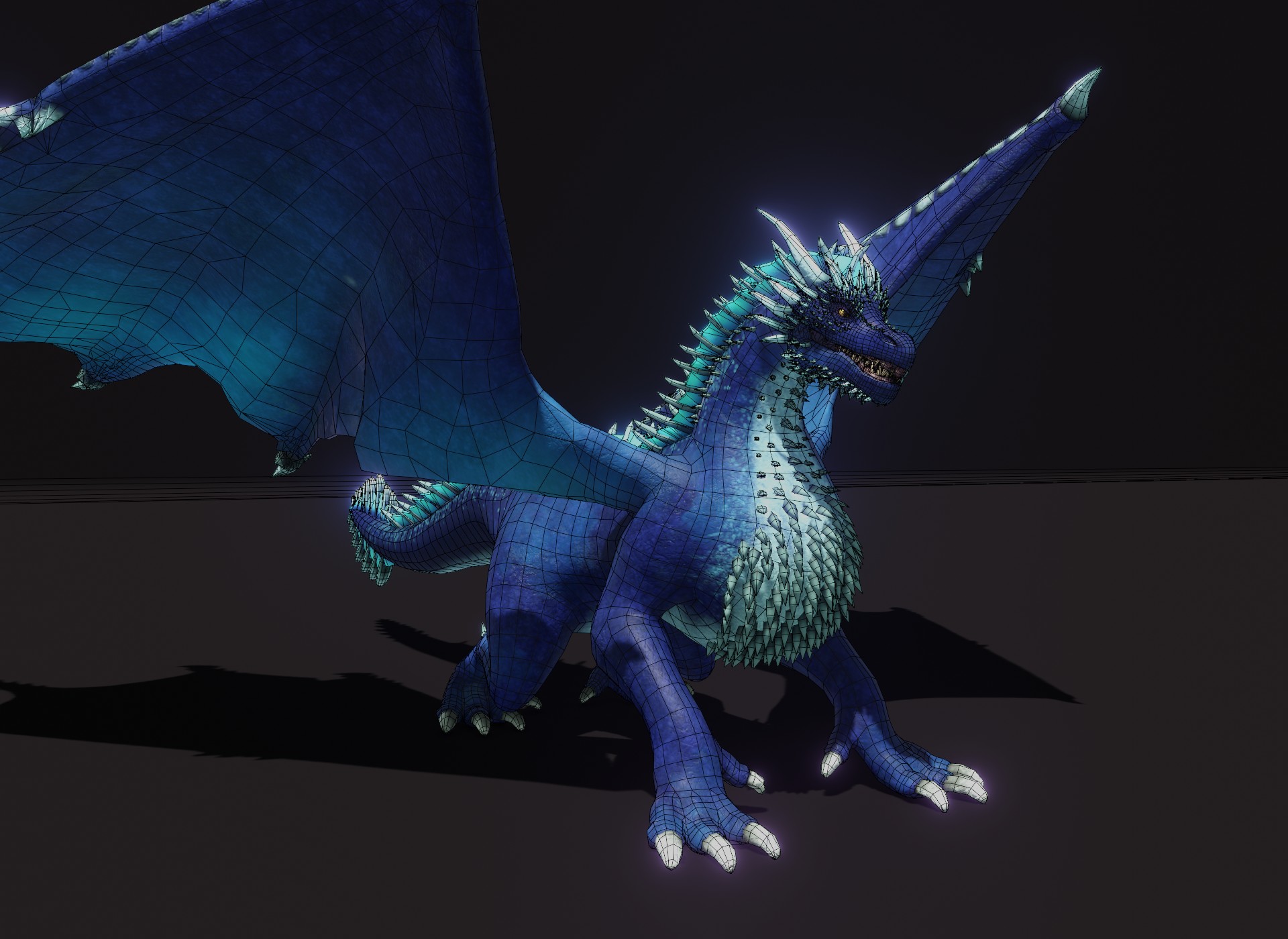 Realistic Blue Dragon Animated Low-Poly 3D Model by 3DDisco