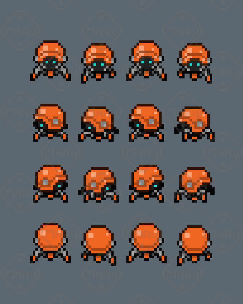 Sci-fi Robots – 16x16 Topdown Sprite Pack (Idle + Walk Animations) by Maru