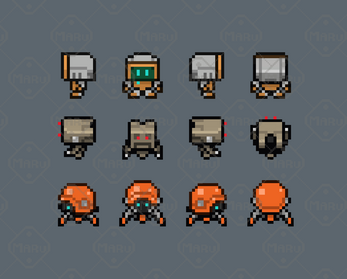 Sci-fi Robots – 16x16 Topdown Sprite Pack (Idle + Walk Animations) by Maru