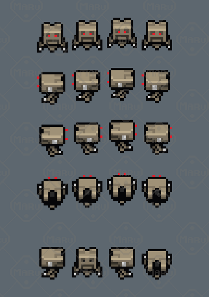 Sci-fi Robots – 16x16 Topdown Sprite Pack (Idle + Walk Animations) by Maru