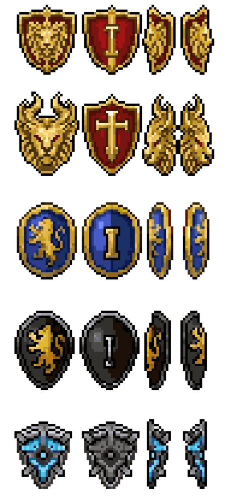 250+ RPG Shield Sprites Pixel Art Pack by Seveneves.ai