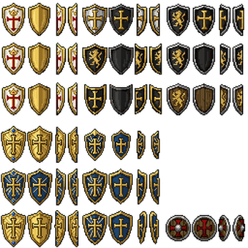 250+ RPG Shield Sprites Pixel Art Pack by Seveneves.ai
