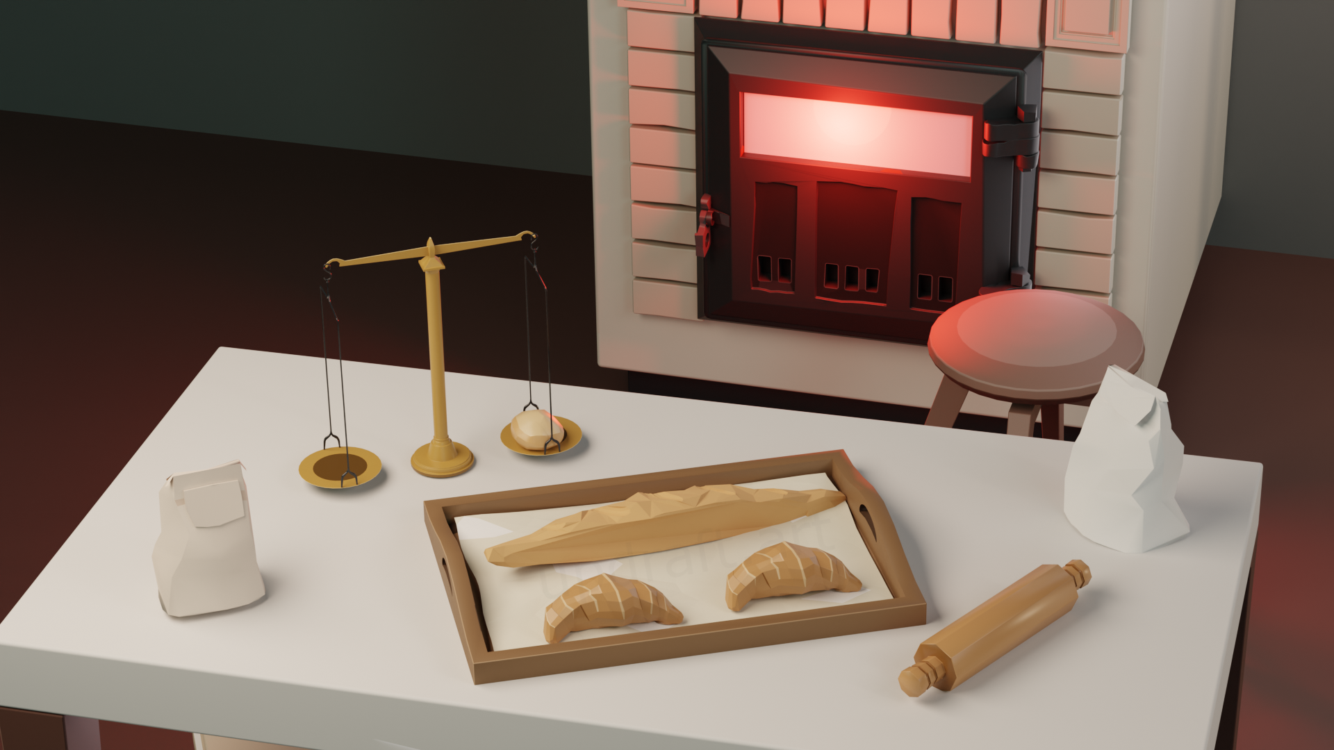Stylized Bakery Interior Kit (Low Poly / Game-Ready) by UpDraft Art