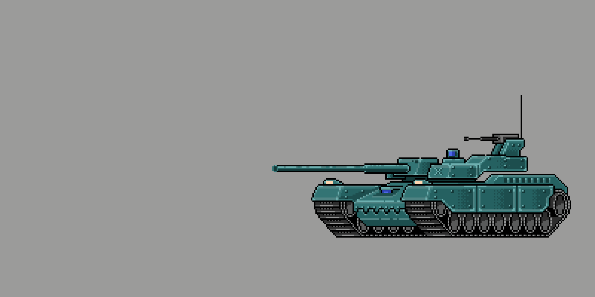 Turquoise Hound animated pixel art tank shoots and walks. by Aralepixel