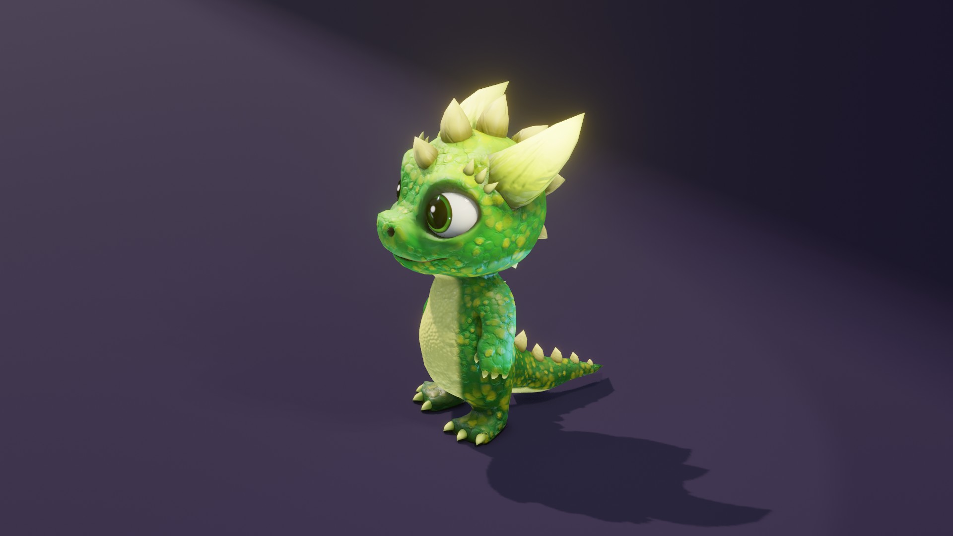 Cartoon Green Dinosaur 3D Model – Animated Character by 3DDisco