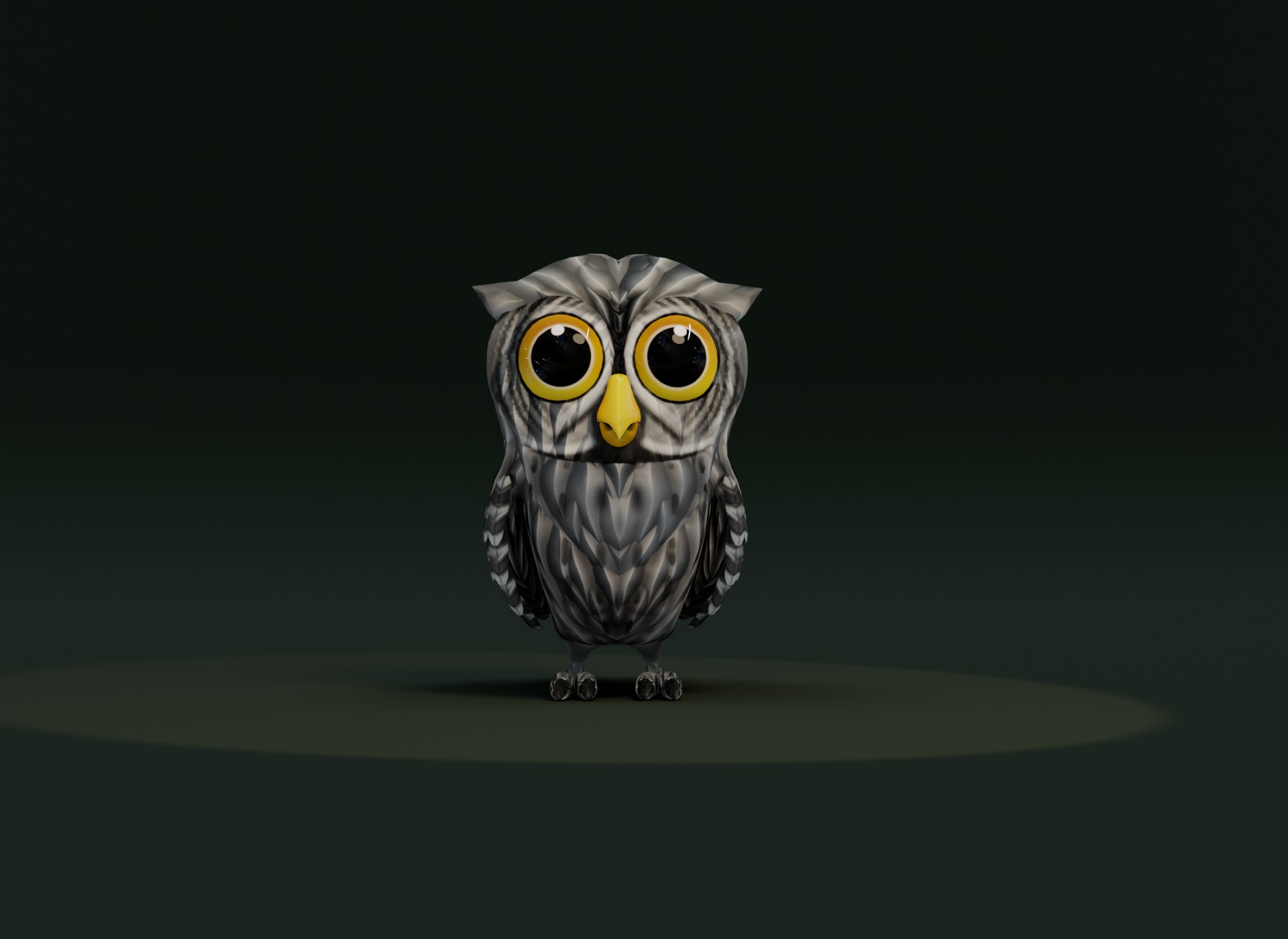 Cartoon Grey Owl Animated 3D Model by 3DDisco