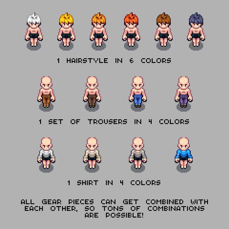 Pixel RPG Topdown Character Template Peasant Clothes By Thomas 