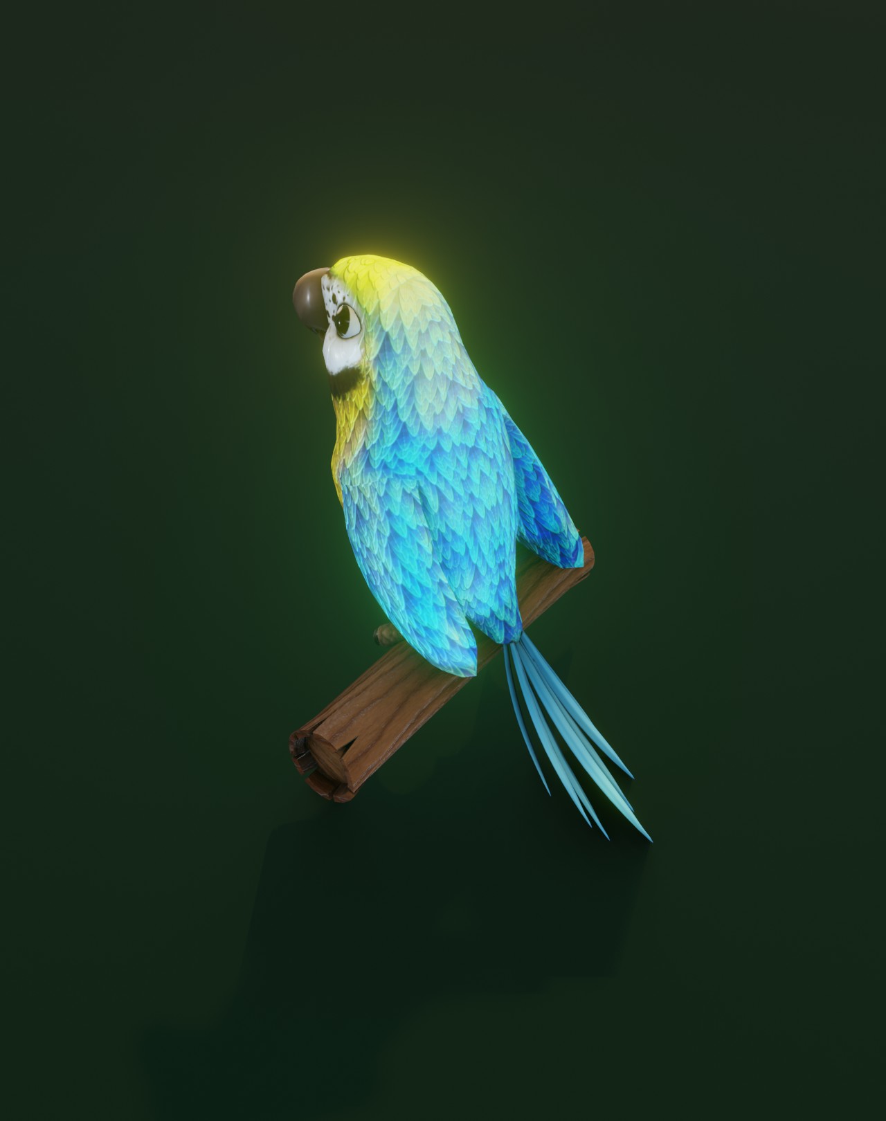 Cartoon Ara Parrot Yellow-Blue Animated 3D Model by 3DDisco