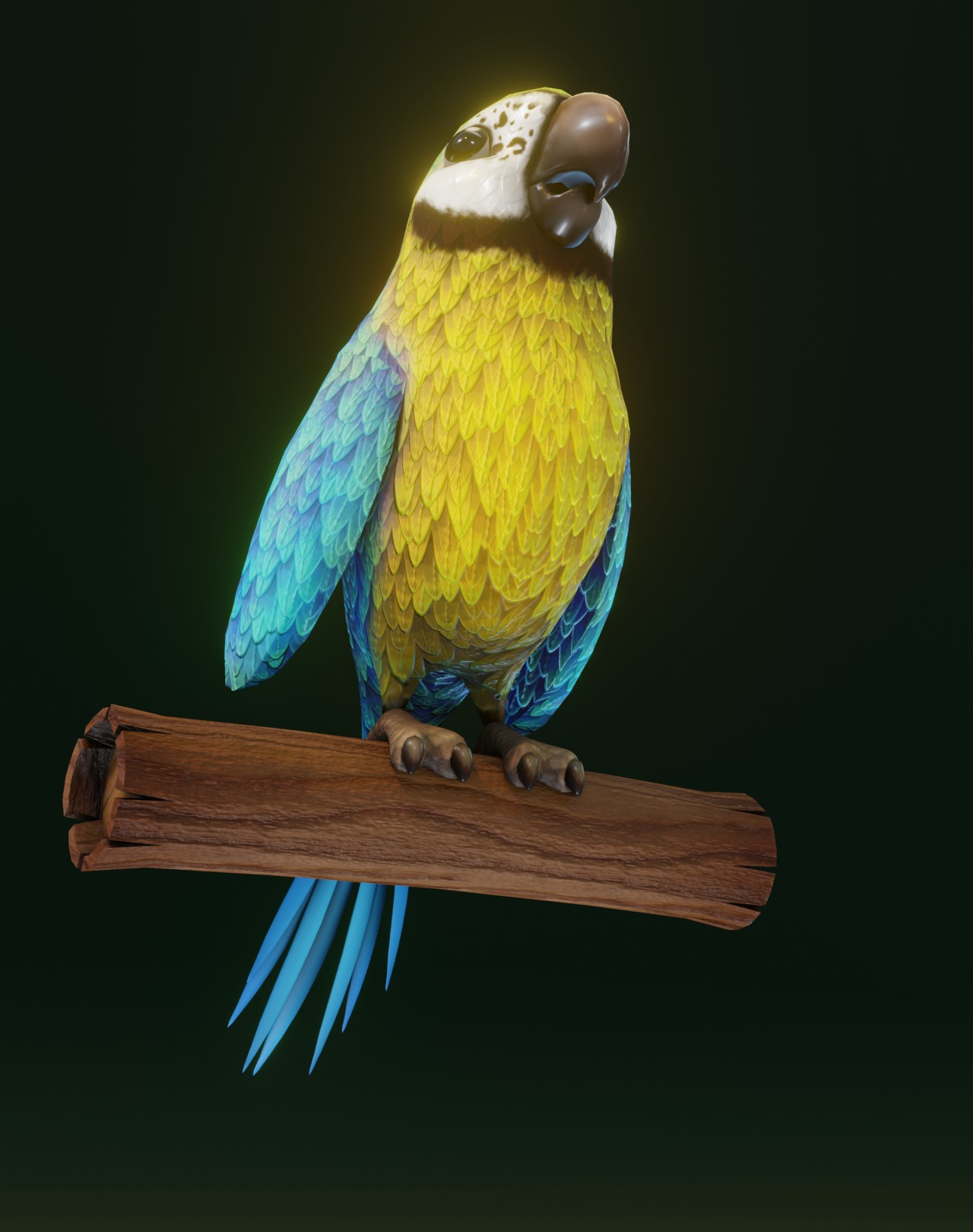 Cartoon Ara Parrot Yellow-Blue Animated 3D Model by 3DDisco