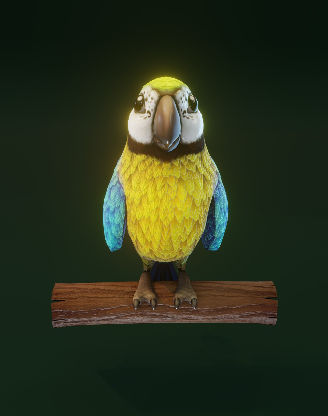 Cartoon Ara Parrot Yellow-Blue Animated 3D Model by 3DDisco