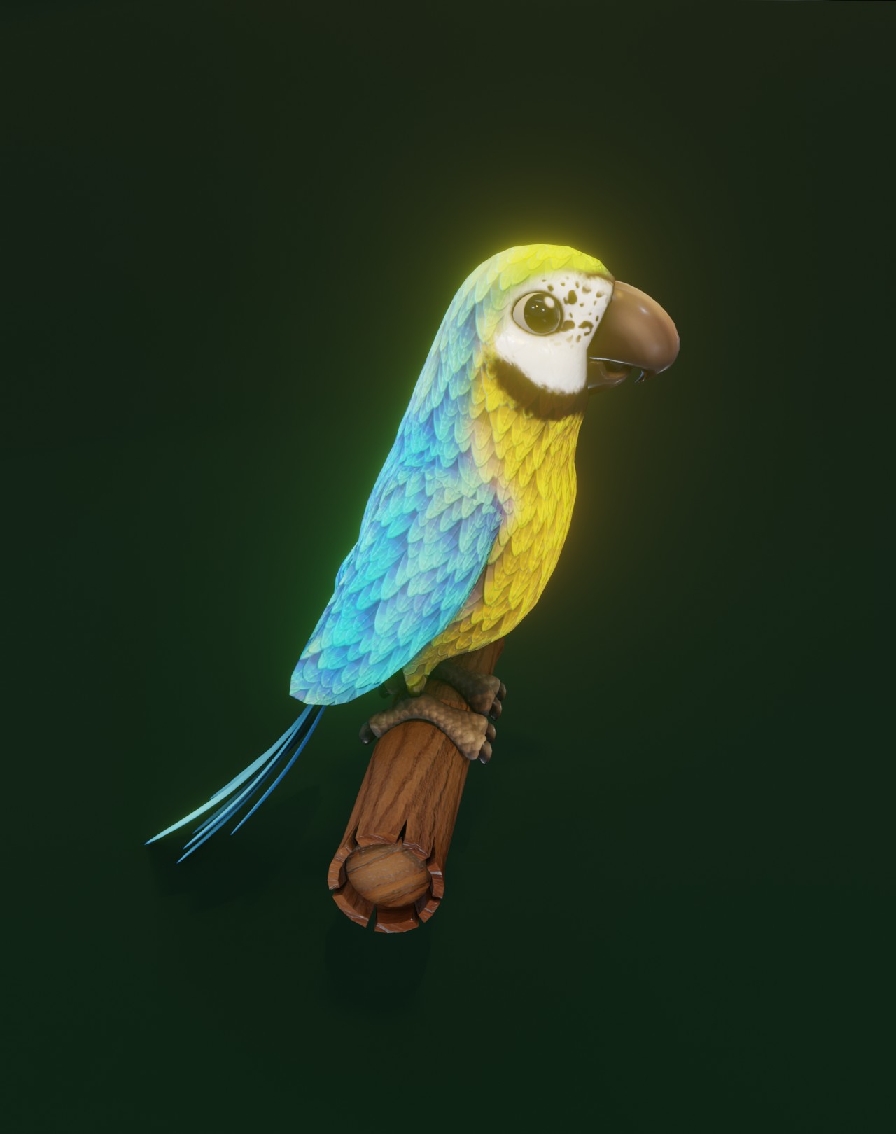 Cartoon Ara Parrot Yellow-Blue Animated 3D Model by 3DDisco