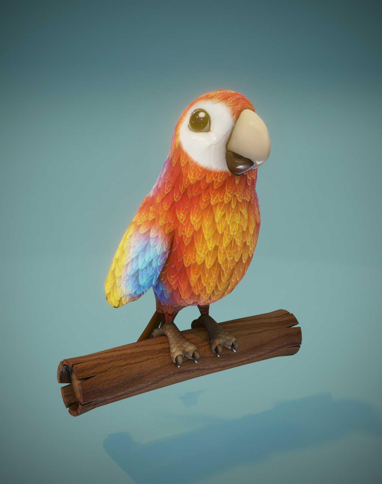 Cartoon Ara Parrot Red-Yellow-Blue Animated 3D Model by 3DDisco
