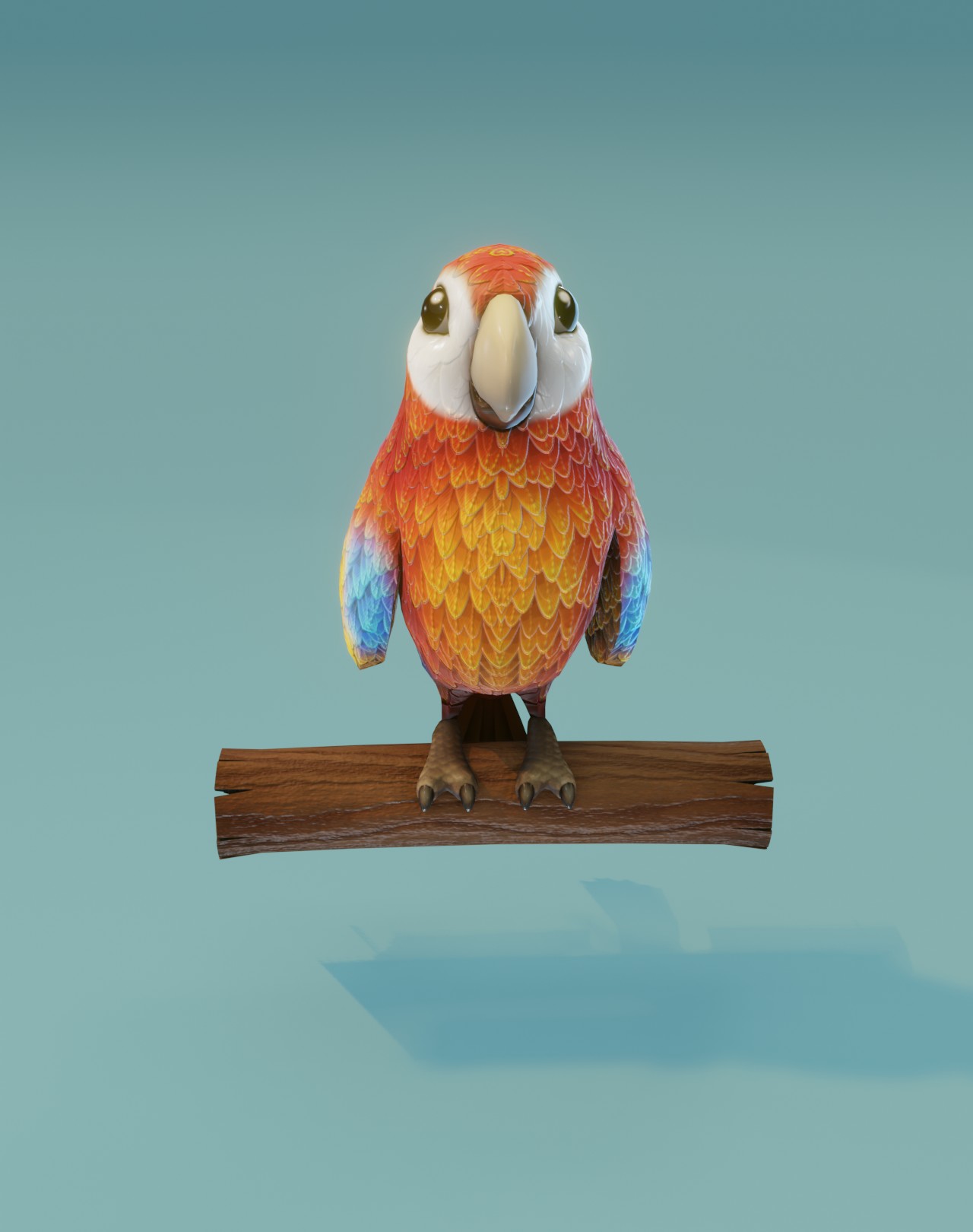 Cartoon Ara Parrot Red-Yellow-Blue Animated 3D Model by 3DDisco