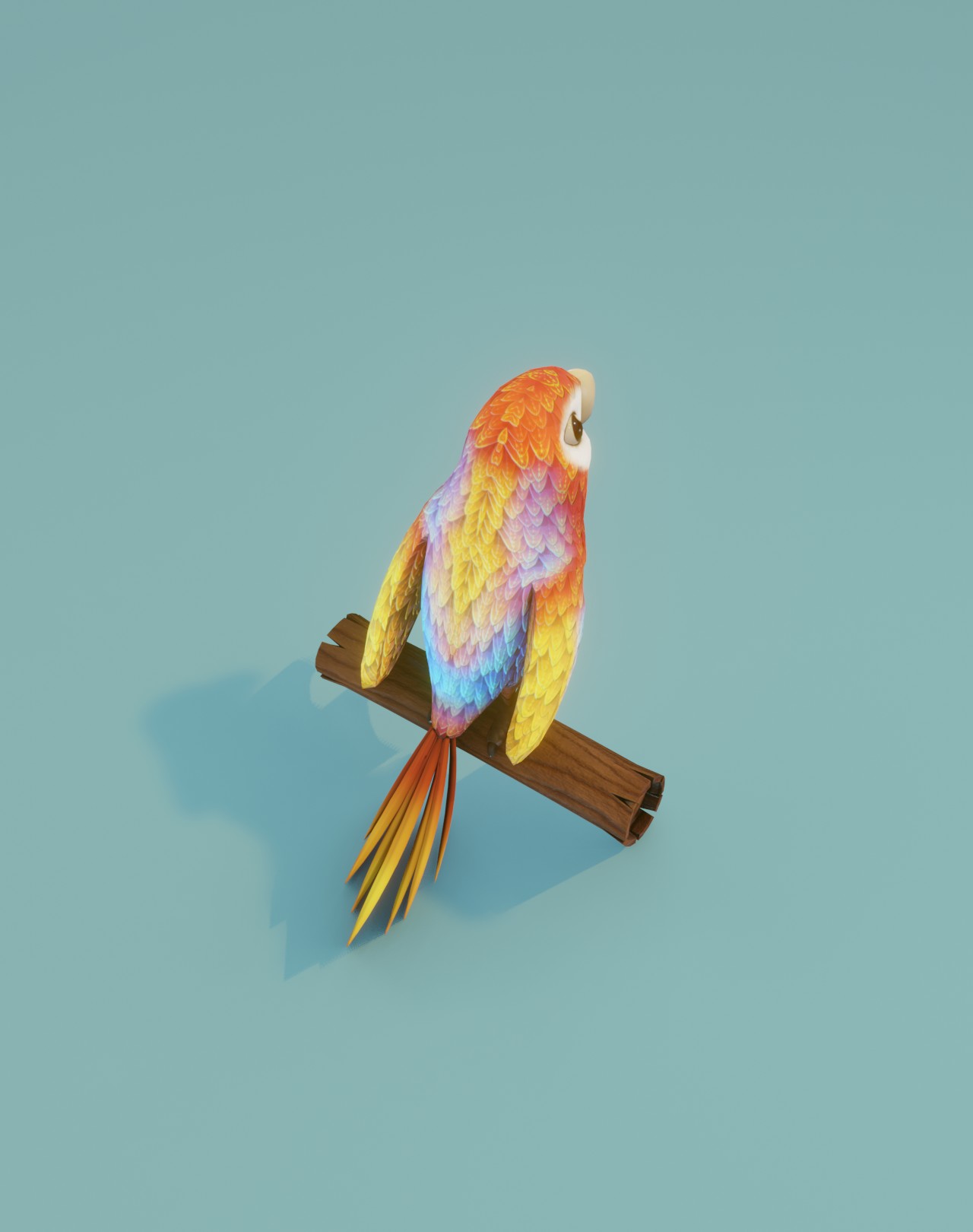 Cartoon Ara Parrot Red-Yellow-Blue Animated 3D Model by 3DDisco