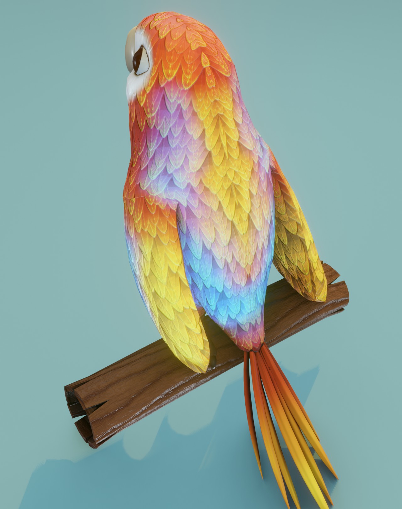 Cartoon Ara Parrot Red-Yellow-Blue Animated 3D Model by 3DDisco