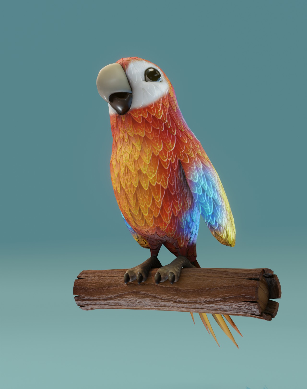 Cartoon Ara Parrot Red-Yellow-Blue Animated 3D Model by 3DDisco