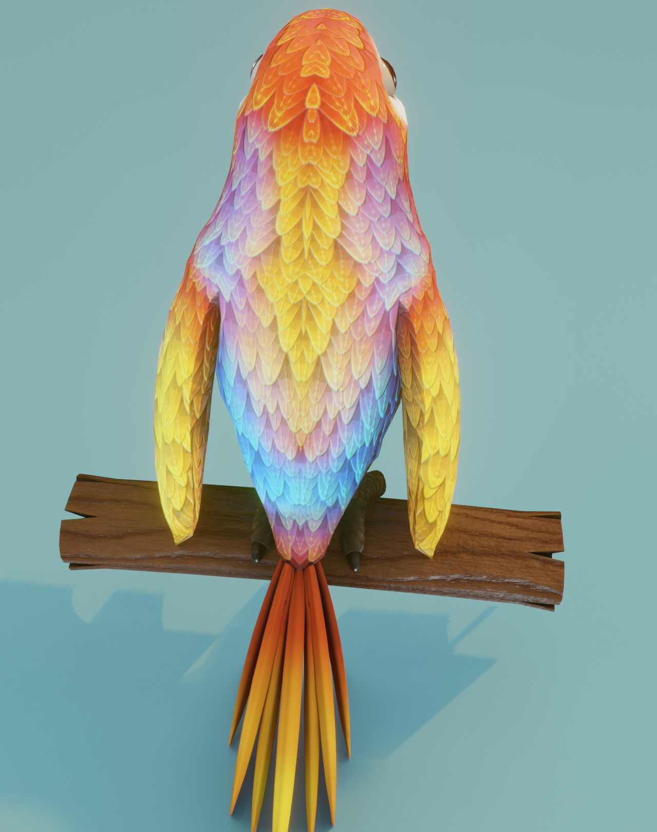 Cartoon Ara Parrot Red-Yellow-Blue Animated 3D Model by 3DDisco