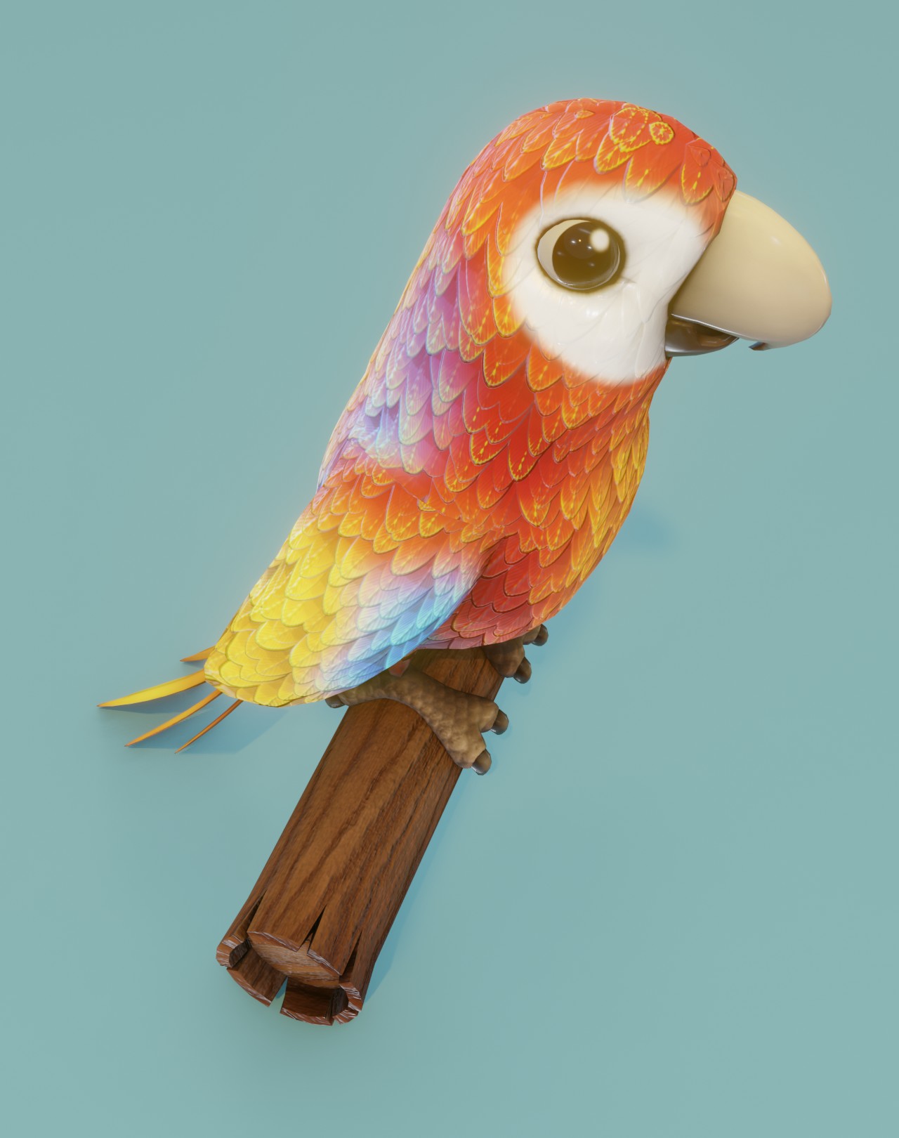 Cartoon Ara Parrot Red-Yellow-Blue Animated 3D Model by 3DDisco