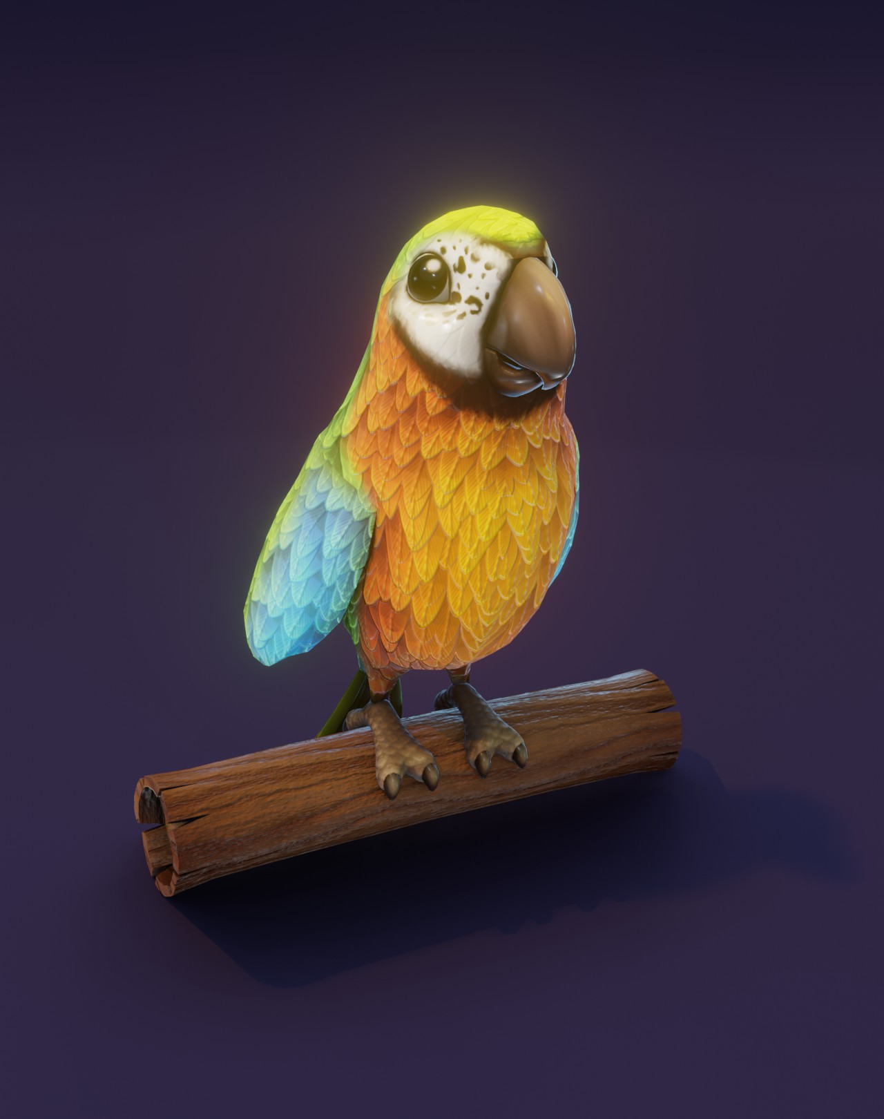 Cartoon Ara Parrot Blue-Yellow-Green Animated 3D Model by 3DDisco