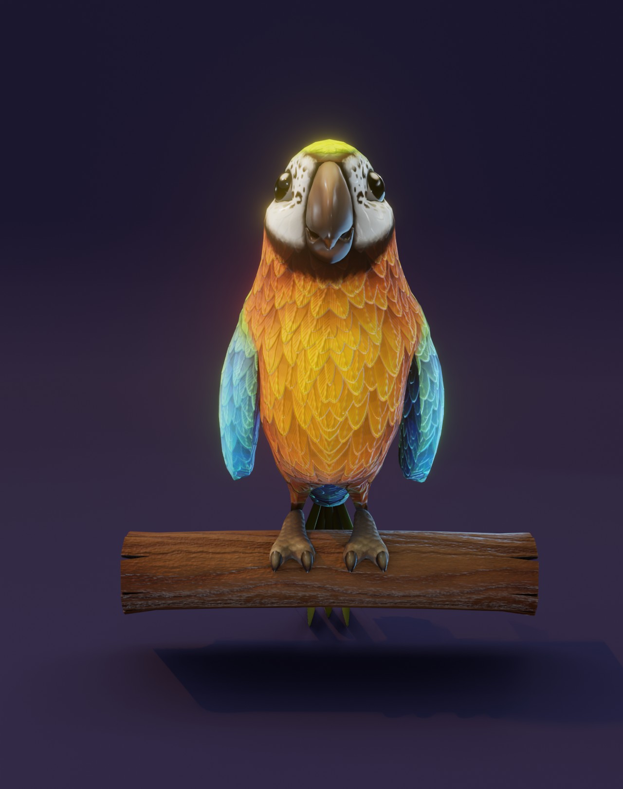 Cartoon Ara Parrot Blue-Yellow-Green Animated 3D Model by 3DDisco