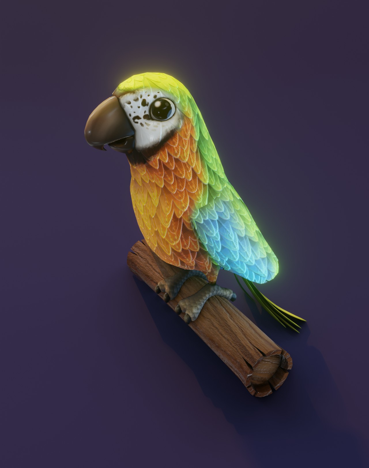 Cartoon Ara Parrot Blue-Yellow-Green Animated 3D Model by 3DDisco