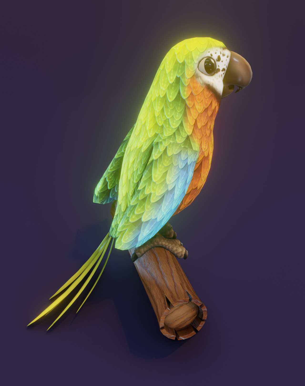 Cartoon Ara Parrot Blue-Yellow-Green Animated 3D Model by 3DDisco