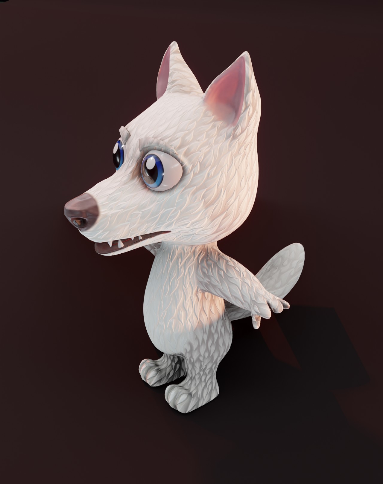 Cartoon White Wolf Animated 3D Model by 3DDisco
