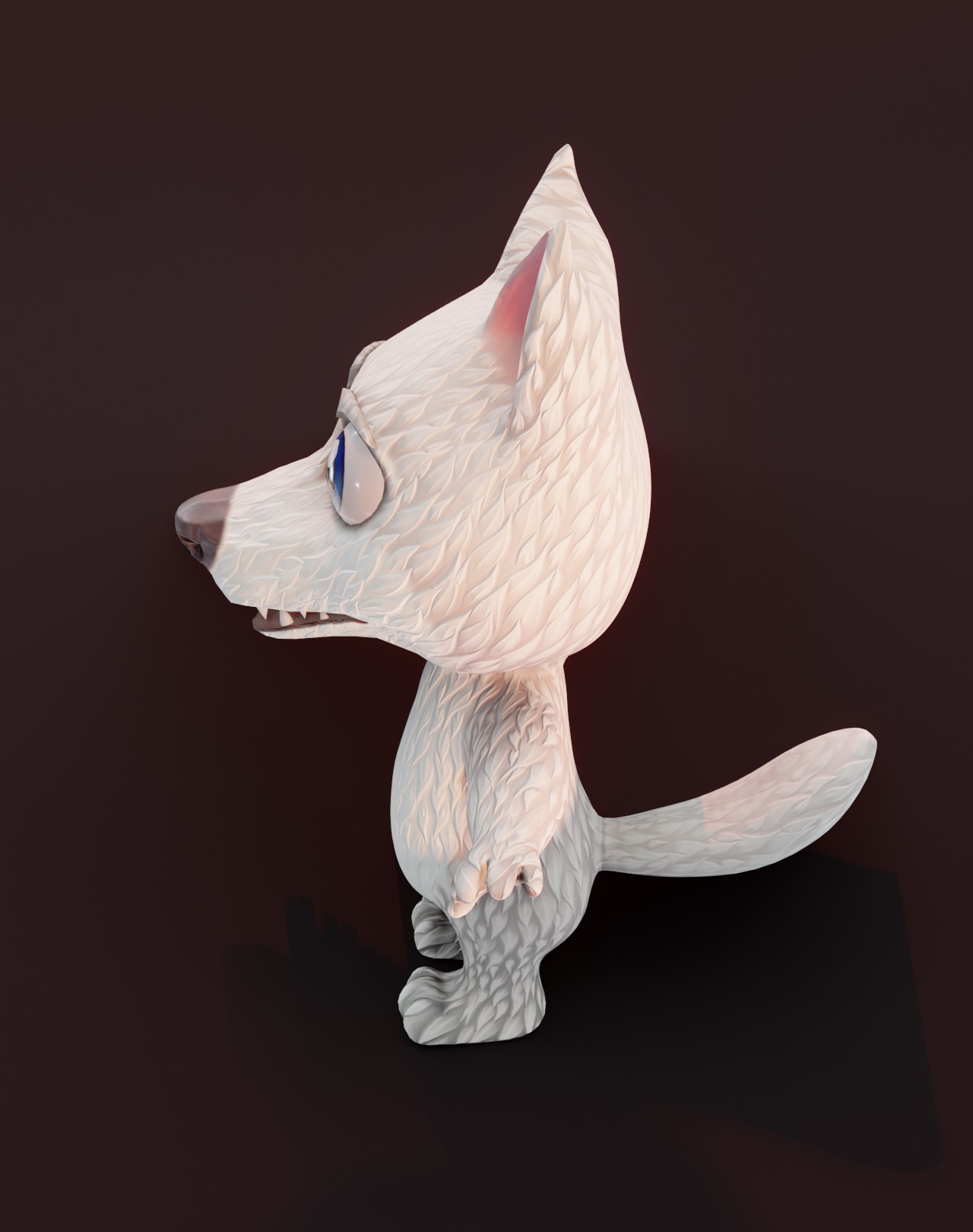 Cartoon White Wolf Animated 3D Model by 3DDisco