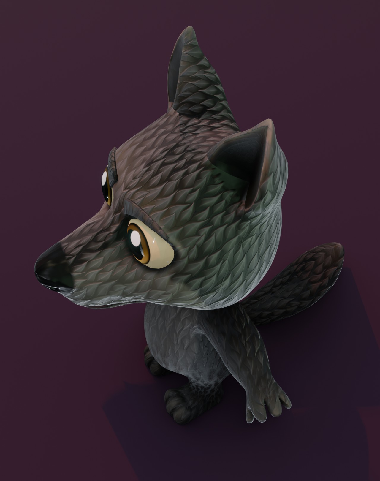 Cartoon Black Wolf Animated 3D Model by 3DDisco