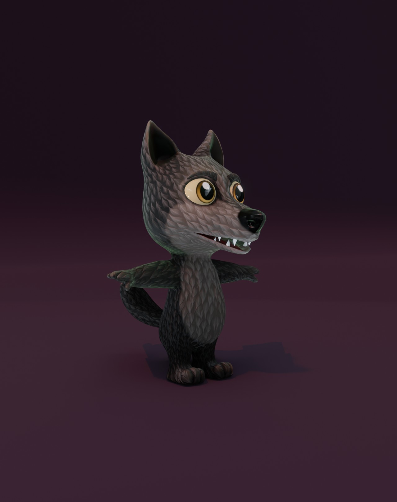 Cartoon Black Wolf Animated 3D Model by 3DDisco