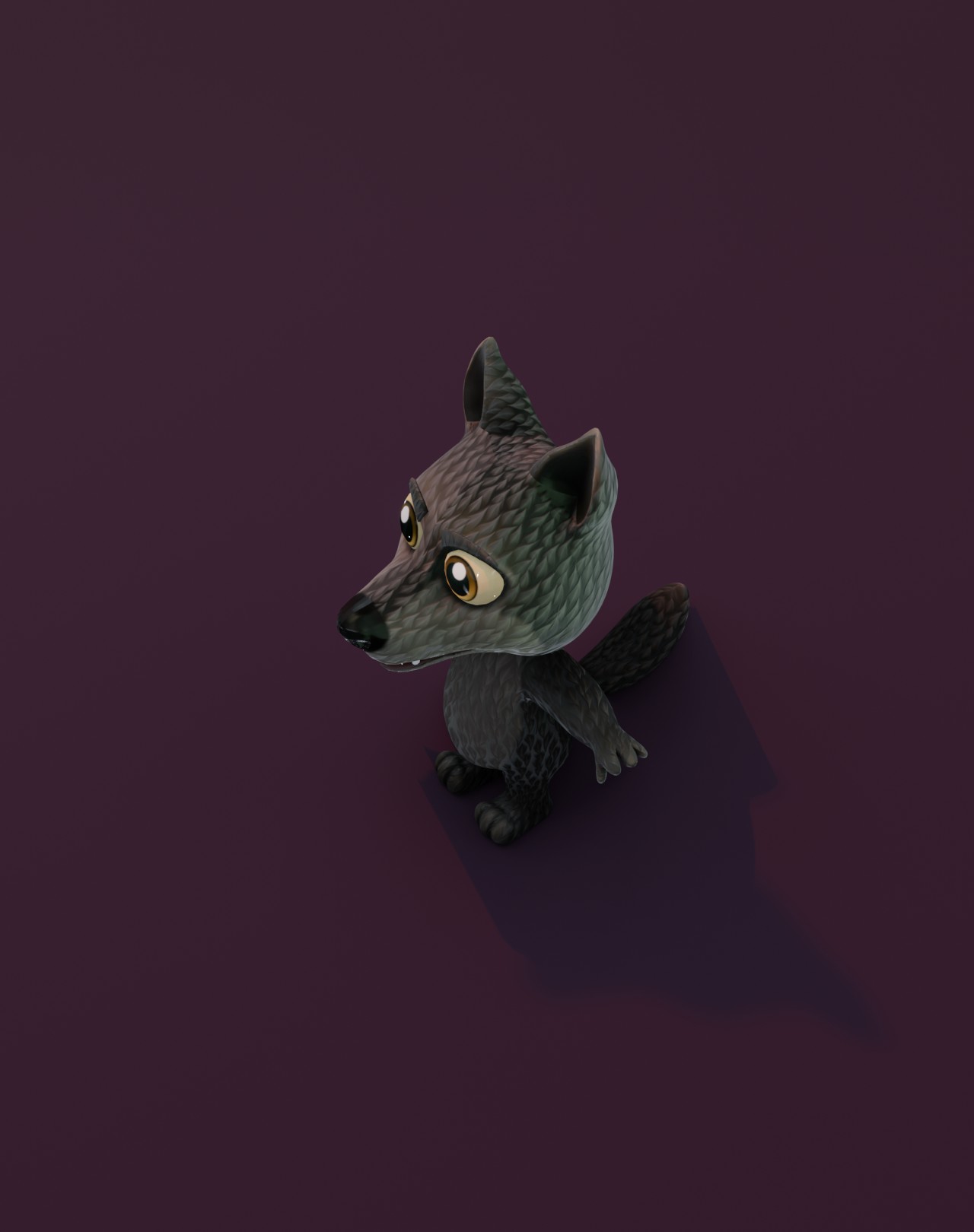 Cartoon Black Wolf Animated 3D Model by 3DDisco