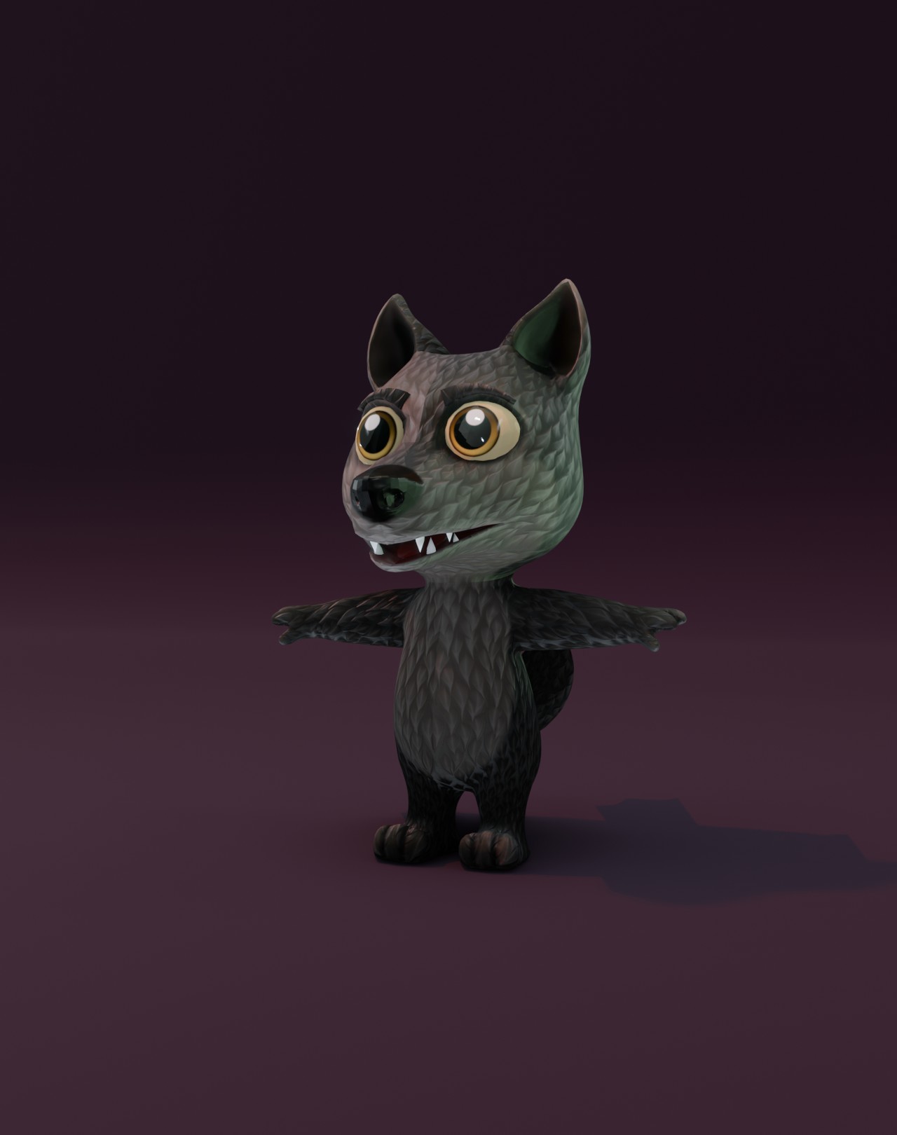Cartoon Black Wolf Animated 3D Model by 3DDisco